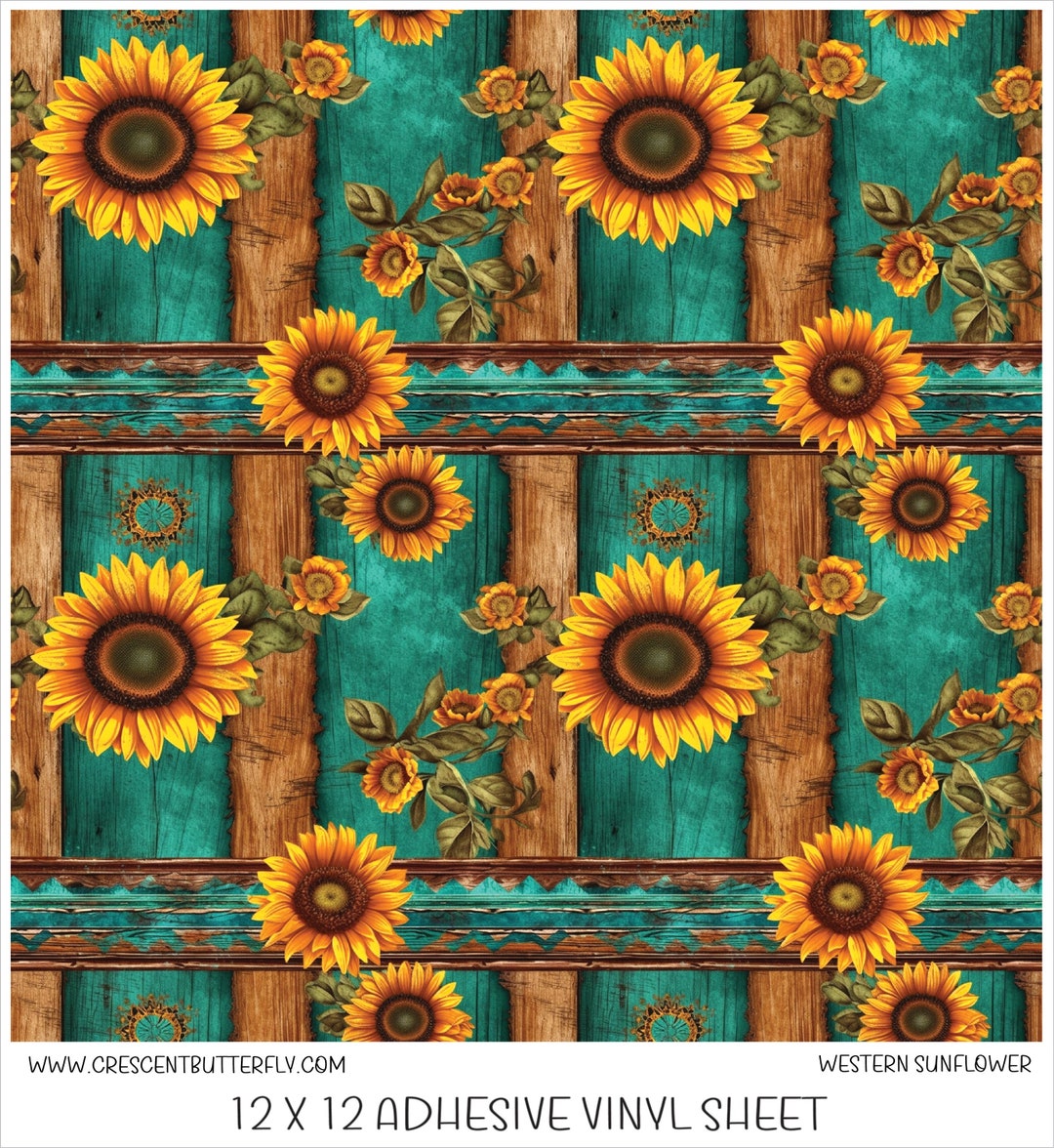 Printed Vinyl Sheets Western Sunflower - Etsy