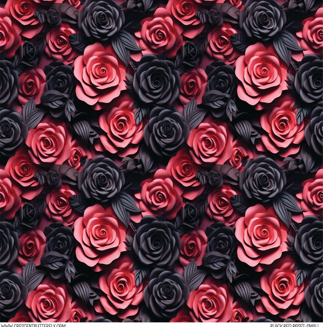 Black Red Roses Small Printed Vinyl Sheets/tumbler Wrap - Etsy