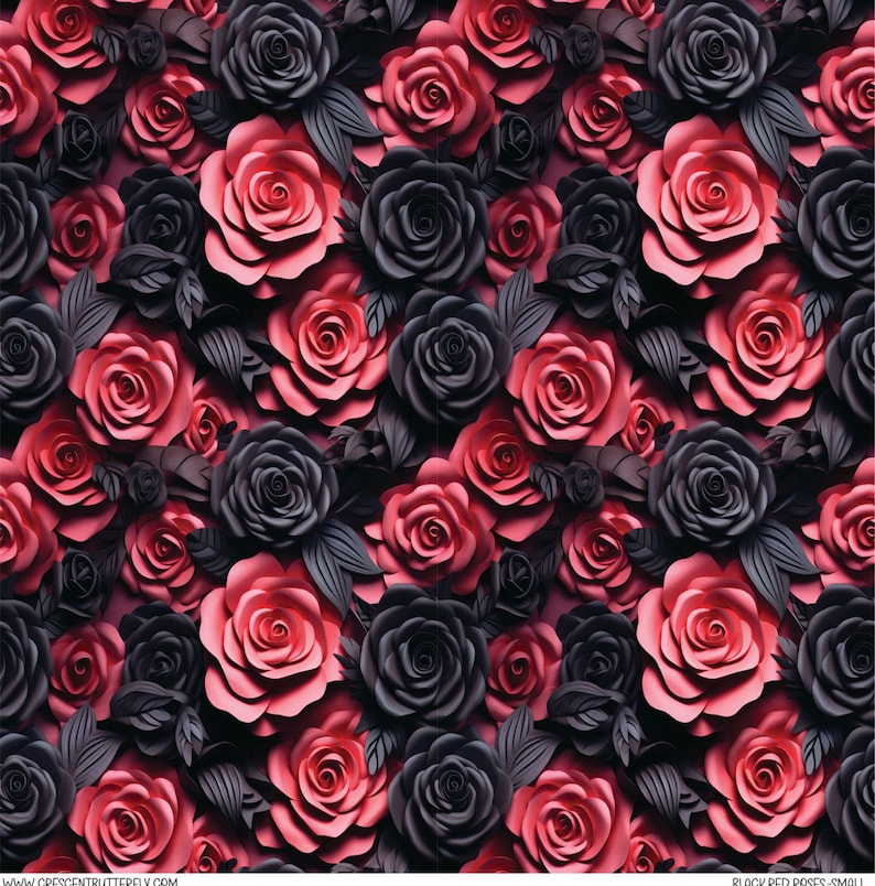 Black Red Roses Small Printed Vinyl Sheets/tumbler Wrap - Etsy