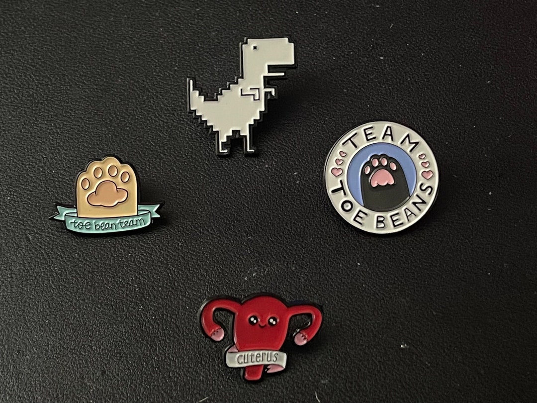 Enamel Pins - Cuterus, 8-bit Dino, Toe Bean Team, Team Toe Beans - Etsy