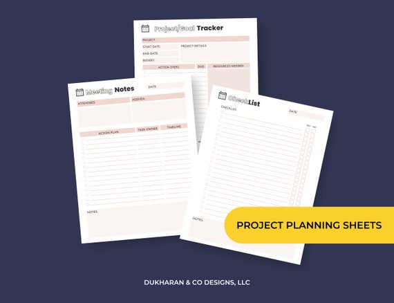 Project Planning Sheets instant Download Printable Goal - Etsy