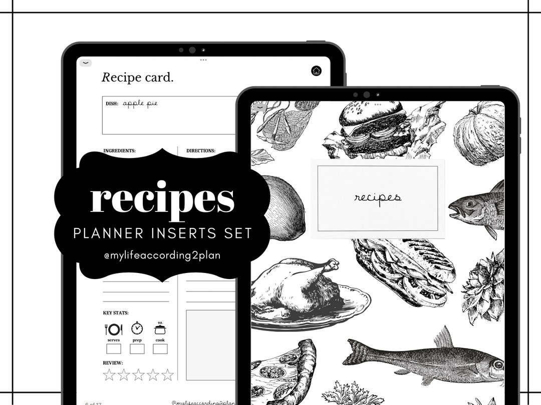 Minimalist Recipe Book, Recipe Inserts for Goodnotes, Notes, Goodnotes ...