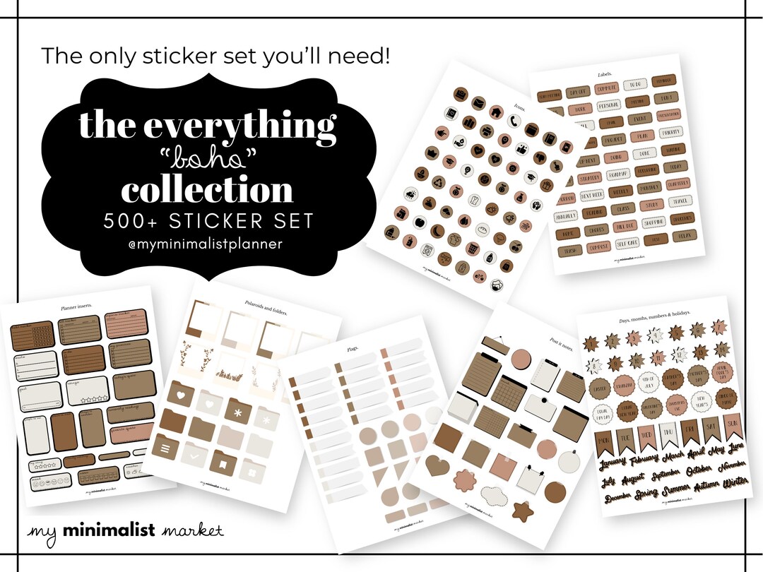 Everything Sticker Set "boho Collection", Digital Planning & Bujo ...