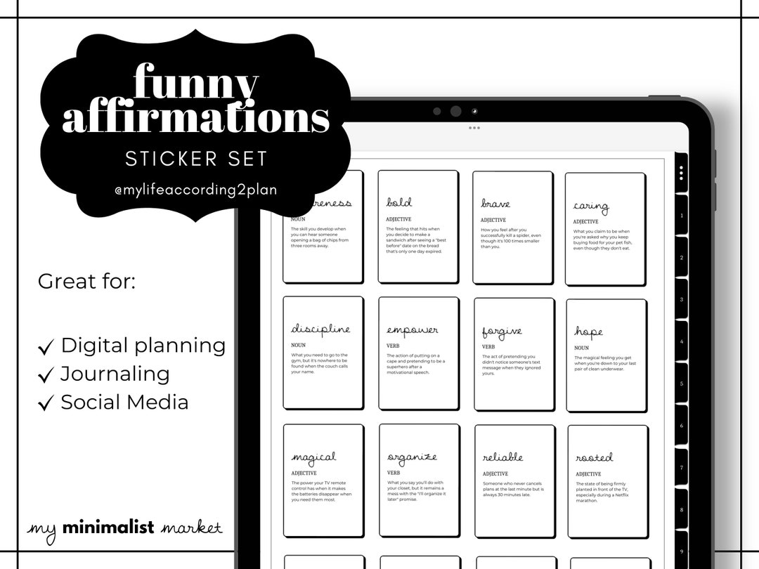Minimalist Everyday Funny Affirmation Stickers, Planning and Bujo ...