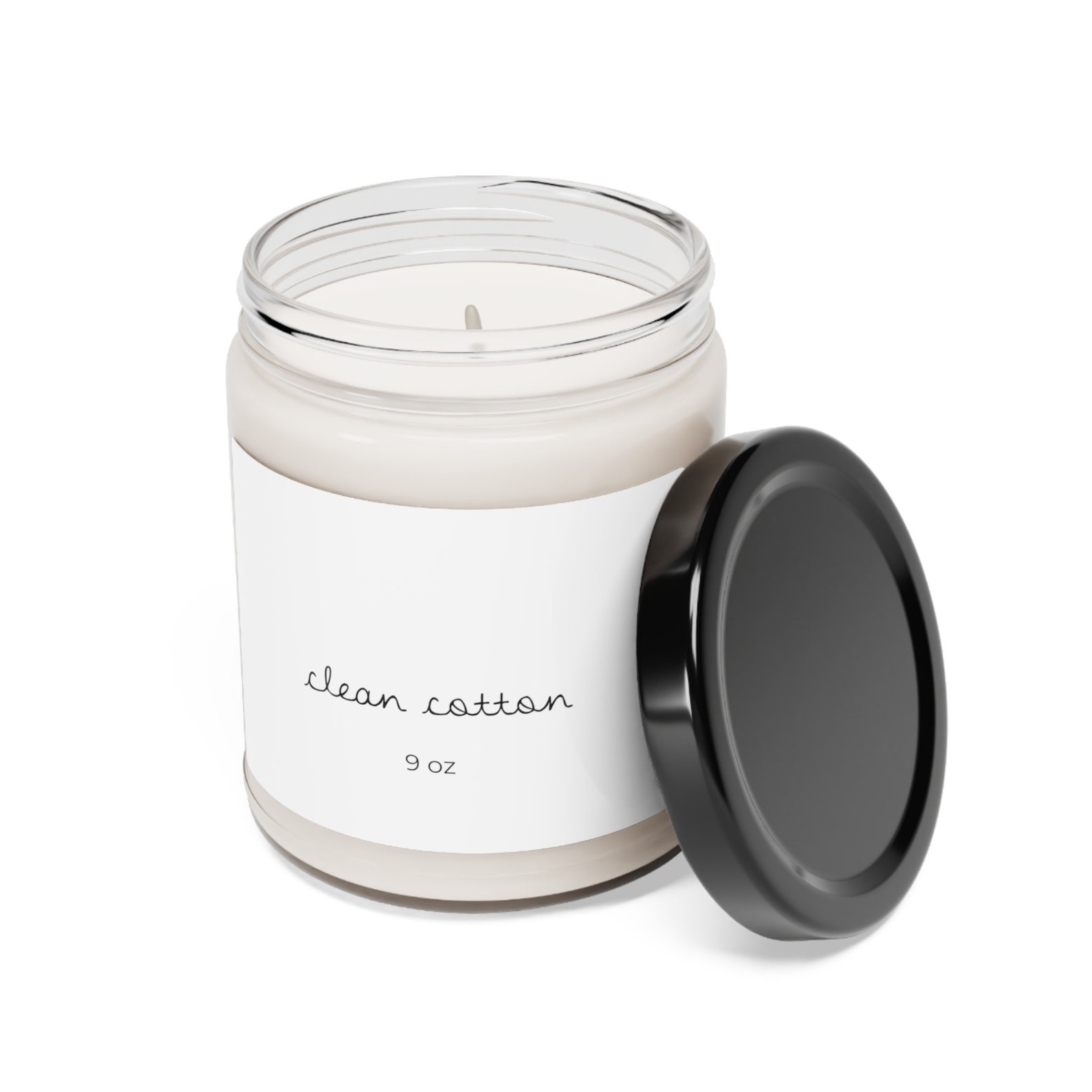 Minimalist Black & White Clean Cotton Scented Soy Candle, Monochrome ...