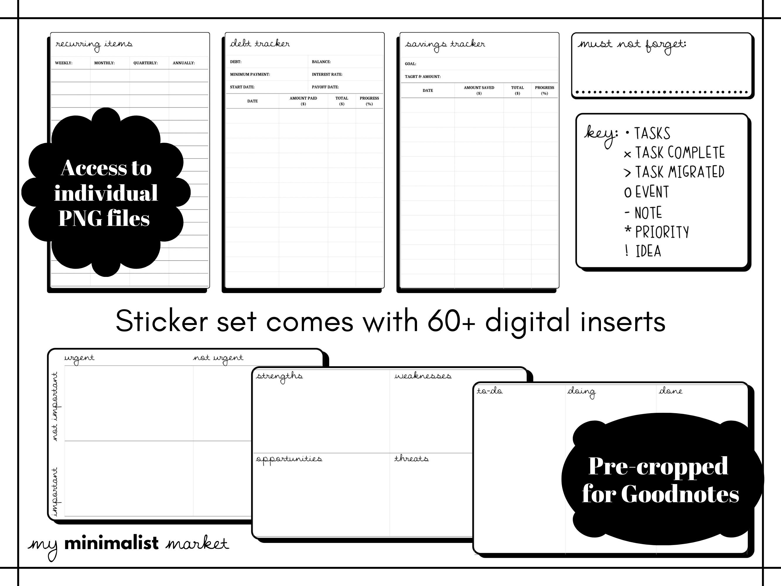 Minimalist Everyday Inserts Pro Sticker Pack, Planning and Bujo Sticker ...