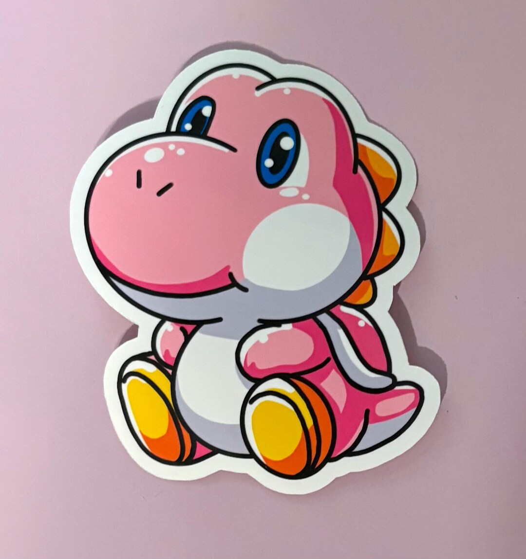 Pink Yoshi Waterproof Vinyl Sticker | Perfect for Laptops and Water ...