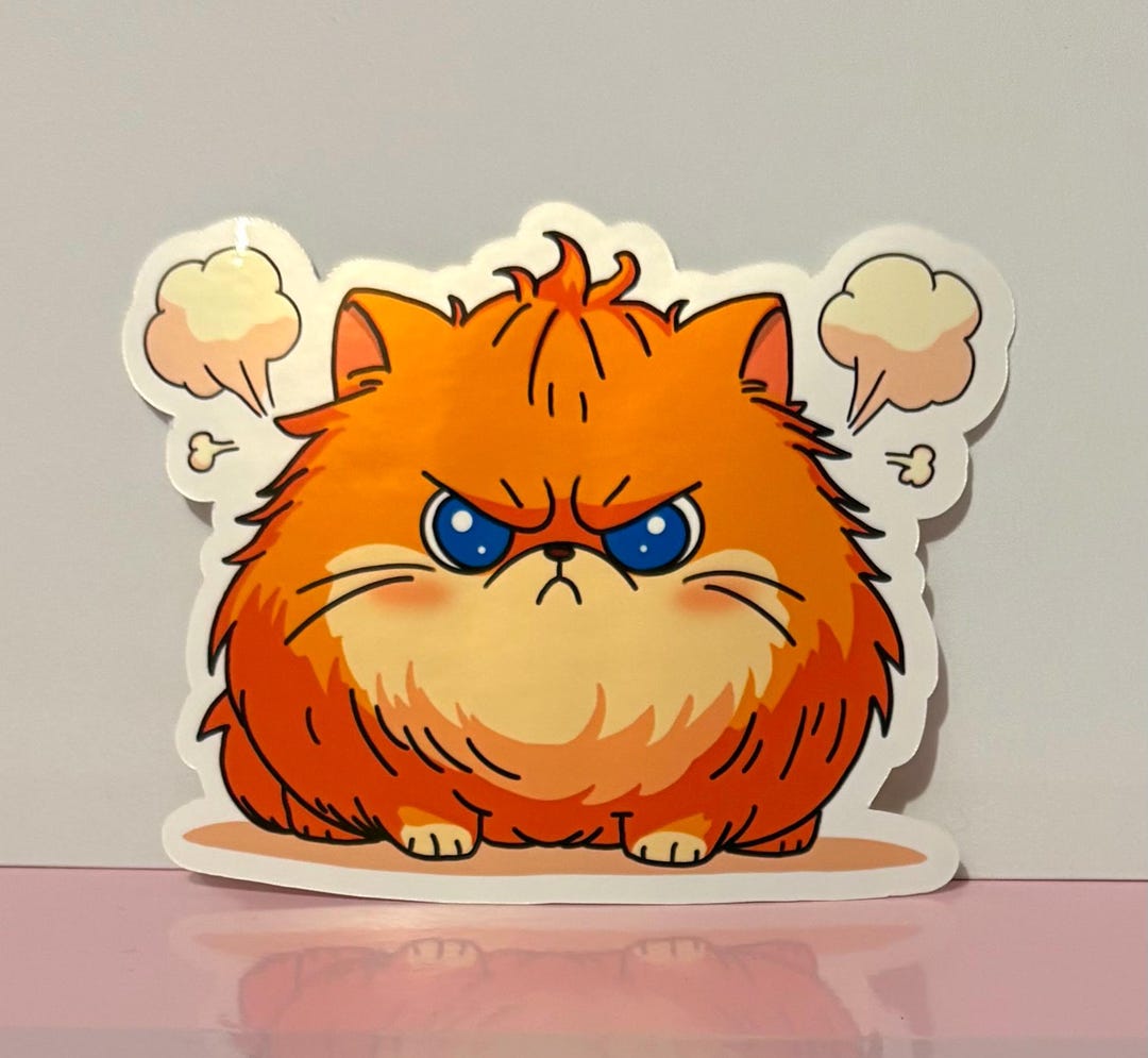 Angry Kitty Cat Waterproof Vinyl Sticker Perfect for Laptops and Water ...