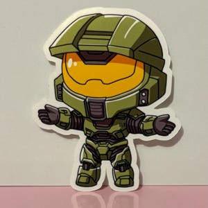 Master Chief Waterproof Vinyl Sticker | Perfect for Laptops and Water ...