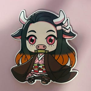 Nezuko Kamada Cow Waterproof Vinyl Sticker | Perfect for Laptops and ...
