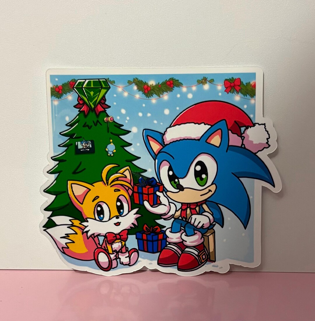 Sonic and Tails Christmas Waterproof Vinyl Sticker Perfect for Laptops ...
