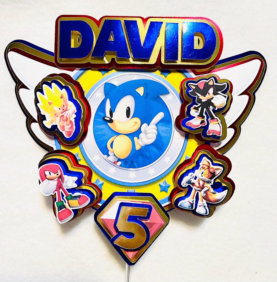 Handmade Sonic Birthday Cake Topper & Cupcake Toppers: Party ...