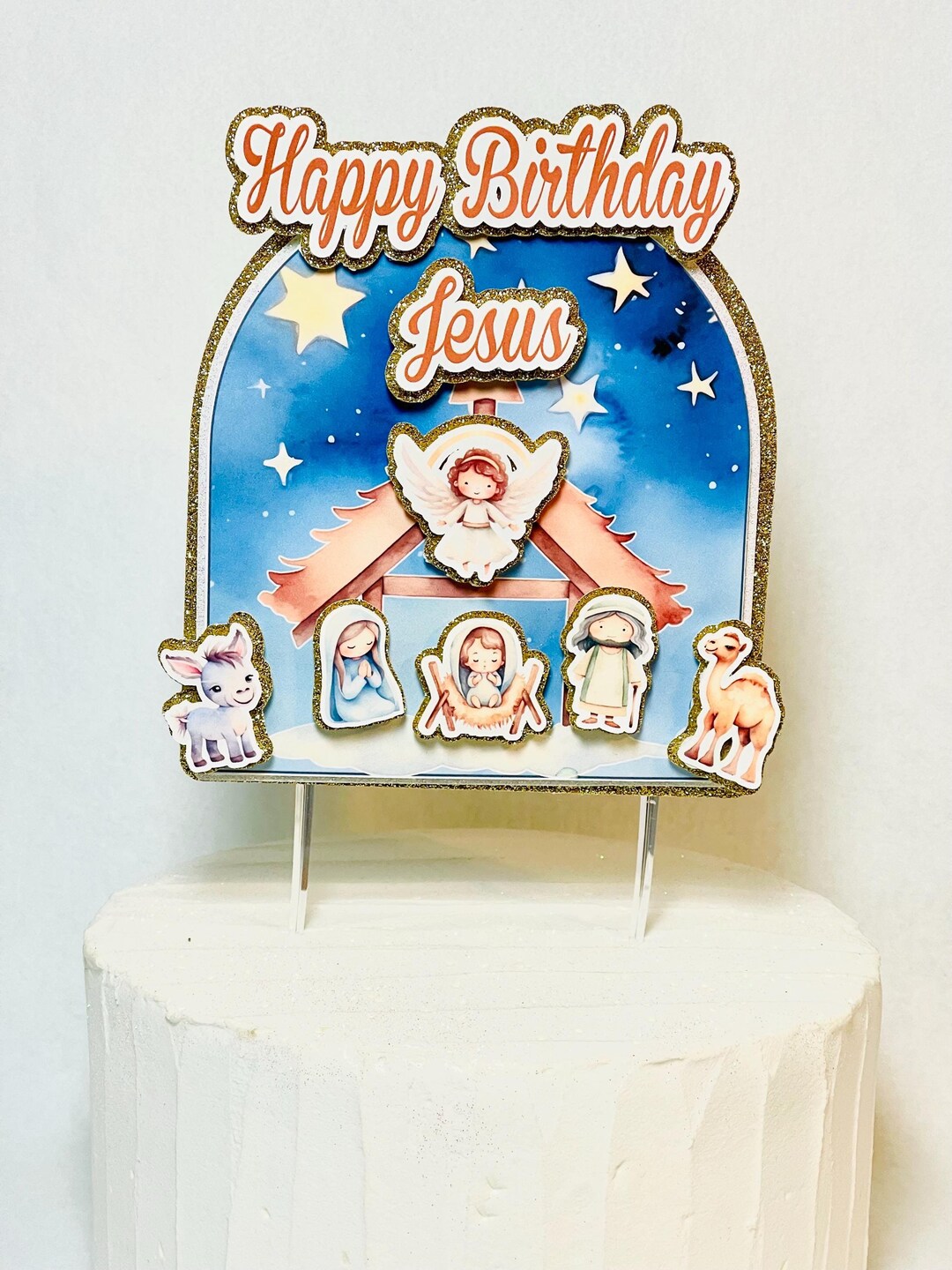 Christmas Nativity Cake Topper / Nativity Cupcake Toppers / Happy ...