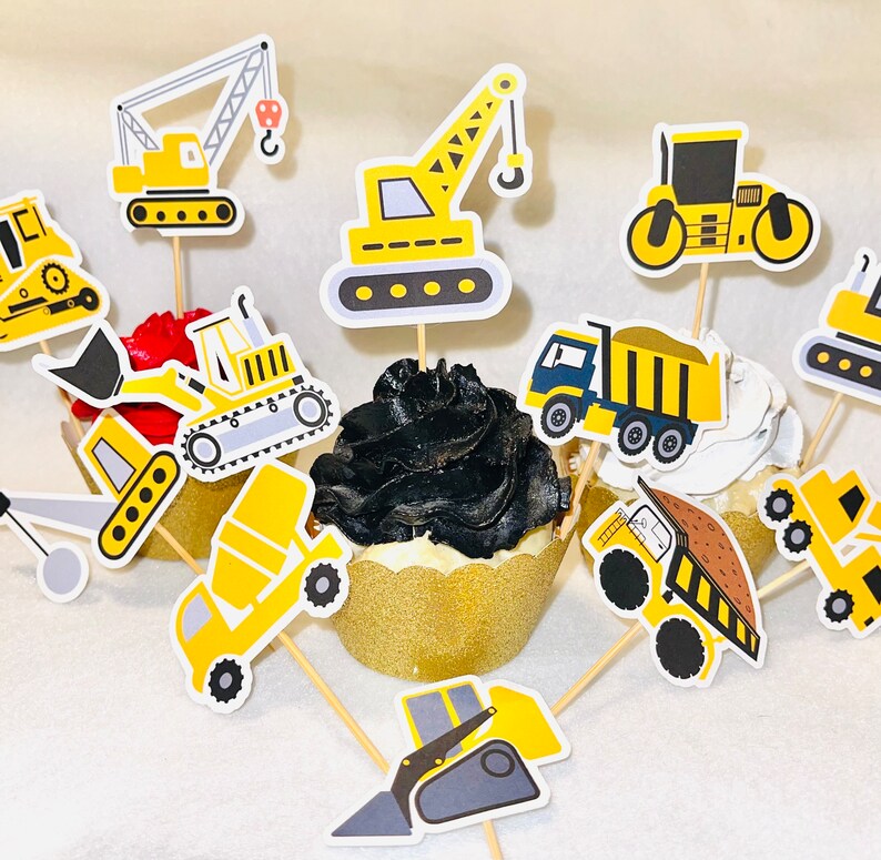 Construction Cupcake Toppers, Handmade Birthday Party Decorations - Etsy