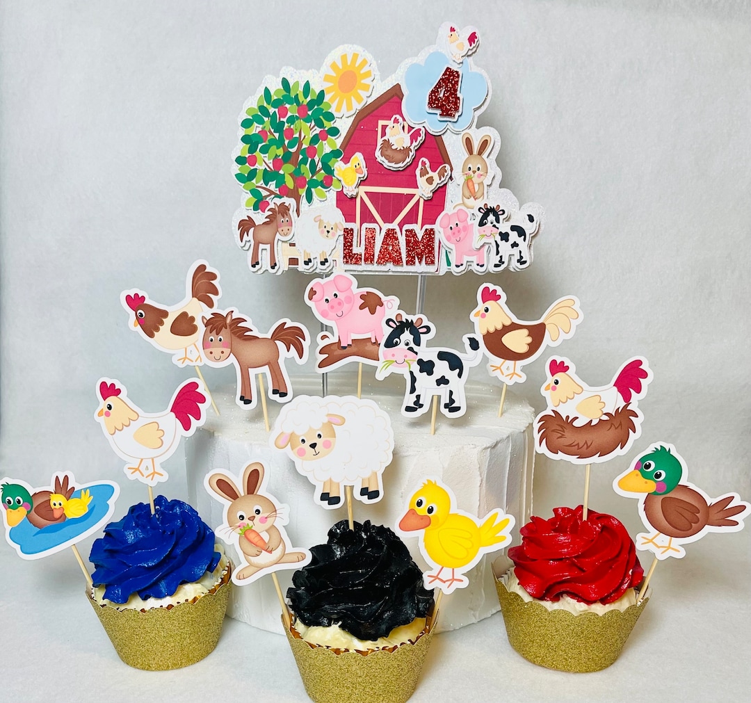 Farm Cupcakes Toppers / Cupcakes Toppers / Farm Birthday / Farme ...
