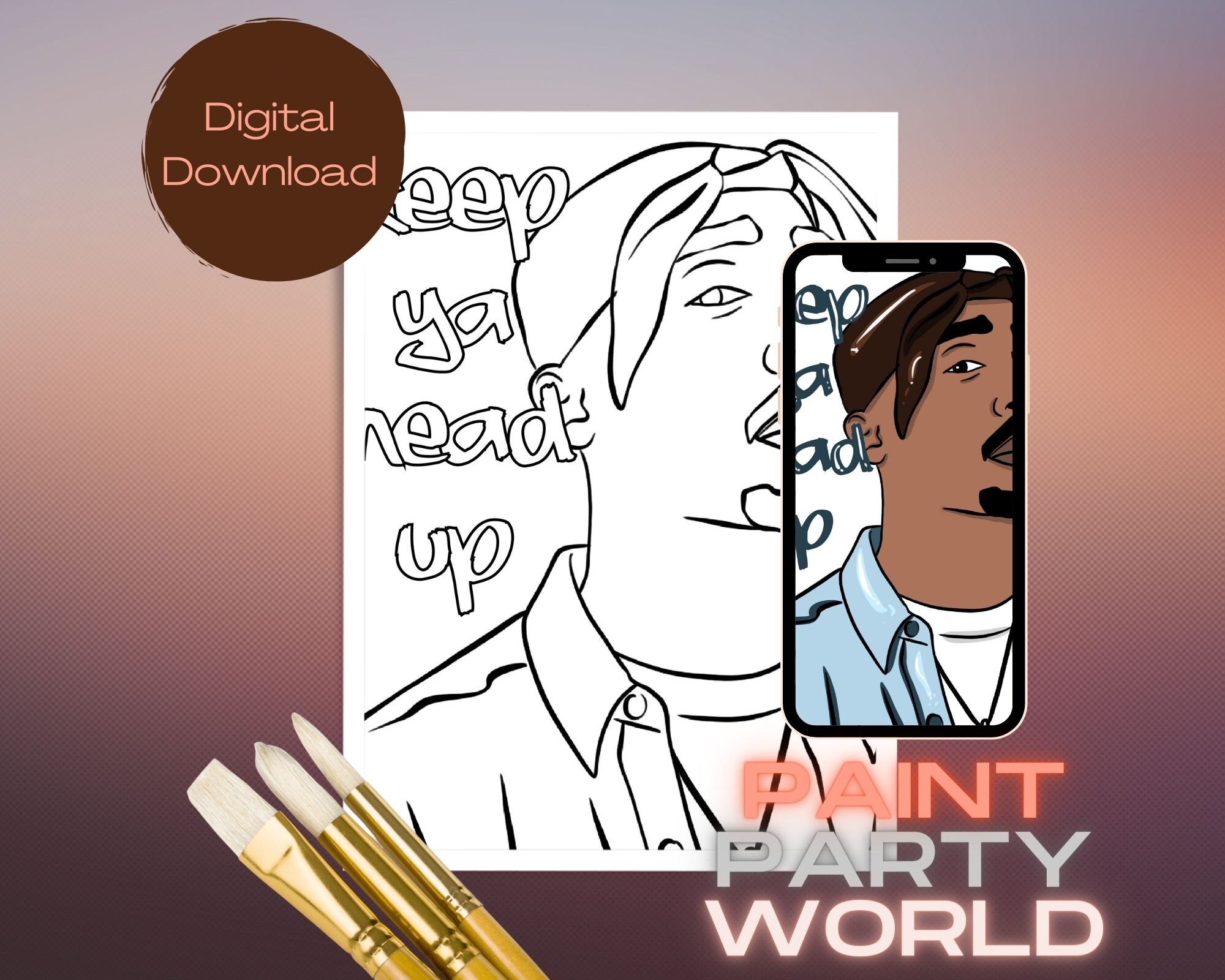 Canvas Printable/ Pre Drawn Outline Canvas/ DIY Canvas/ Party/ Paint ...