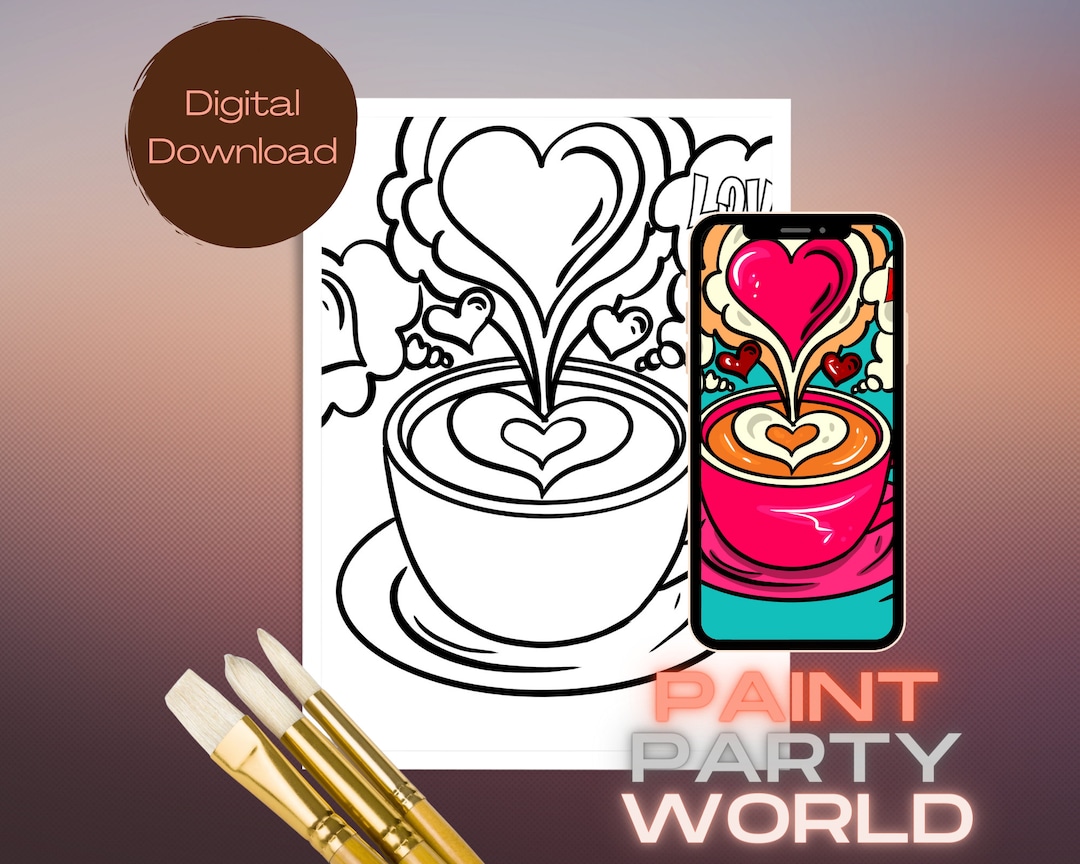 Canvas Printable/ Pre Drawn Outline Canvas/ DIY Canvas/ Party/ Paint ...