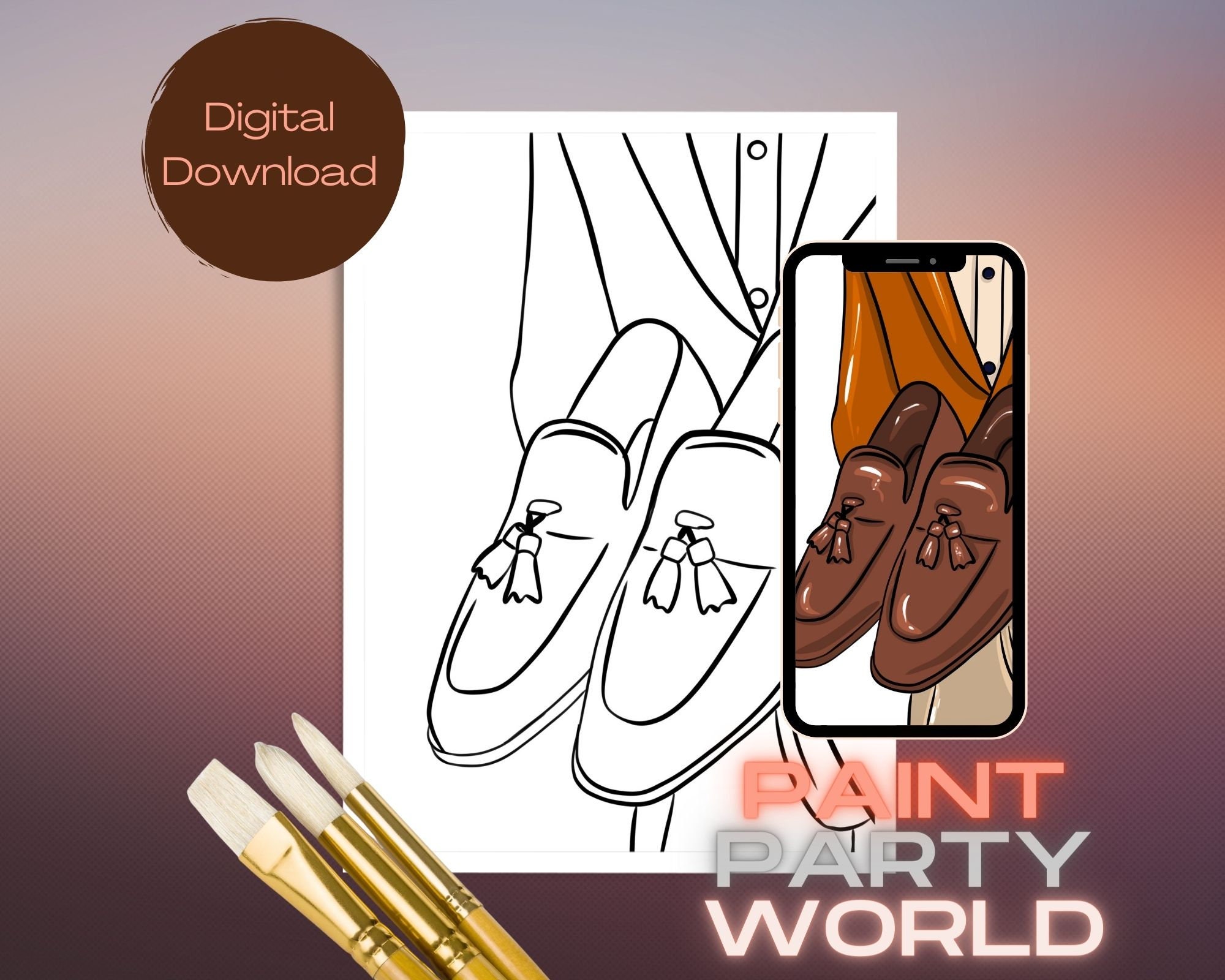 Canvas Printable/ Pre Drawn Outline Canvas/ DIY Canvas/ Party/ Paint ...