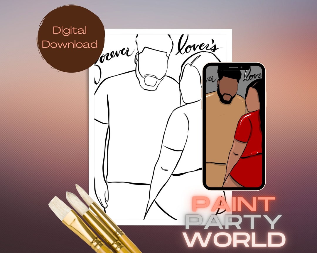 Canvas Printable/ Pre Drawn Outline Canvas/ DIY Canvas/ Party/ Paint ...