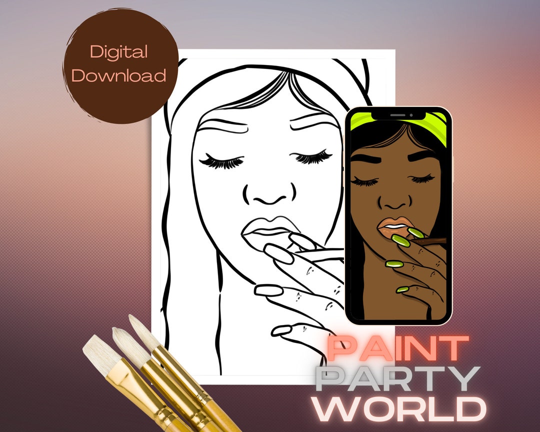 Canvas Printable/ Pre Drawn Outline Canvas/ DIY Canvas/ Party/ Paint ...