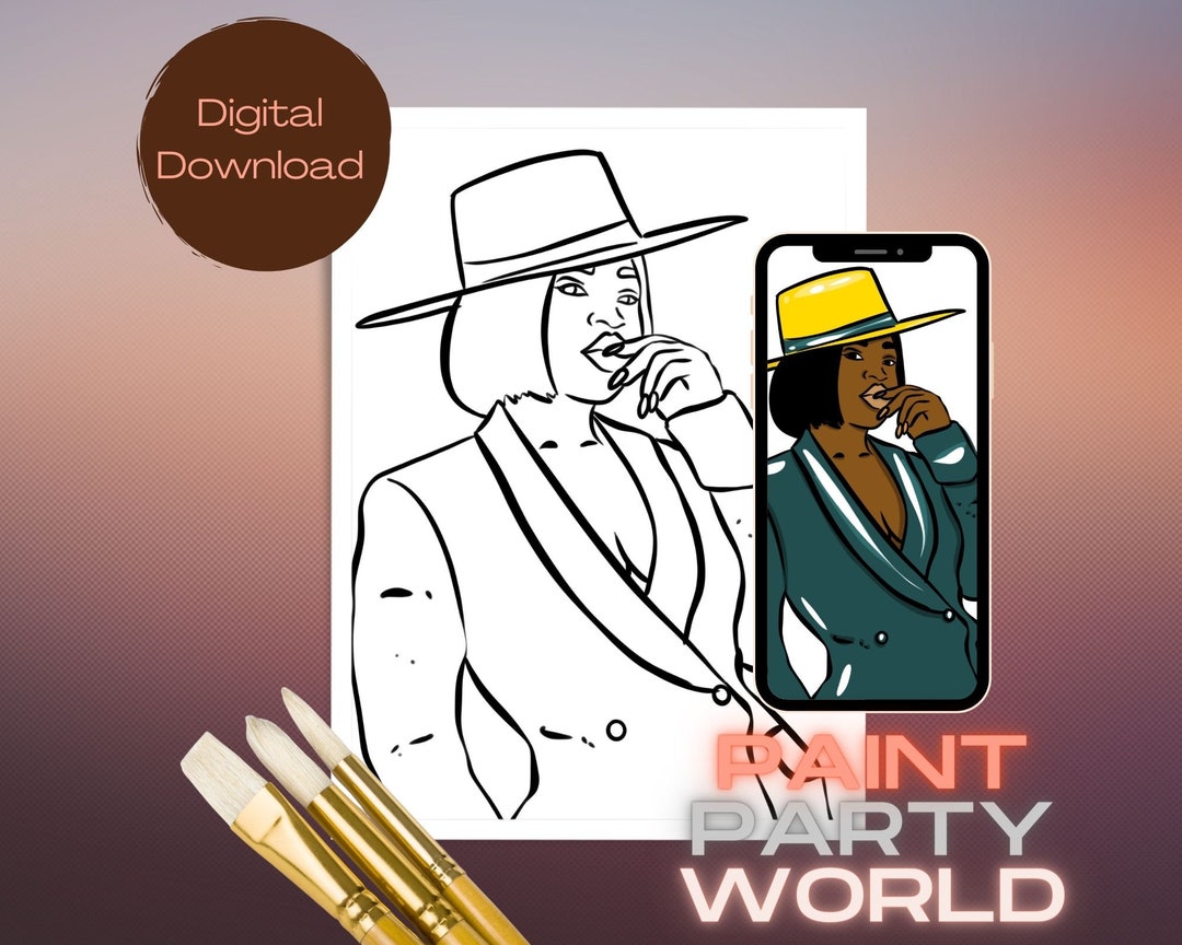 Canvas Printable/ Pre Drawn Outline Canvas/ DIY Canvas/ Party/ Paint ...