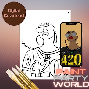 Canvas Printable 420/ Pre Drawn Outline Canvas/ DIY Canvas/ Party ...