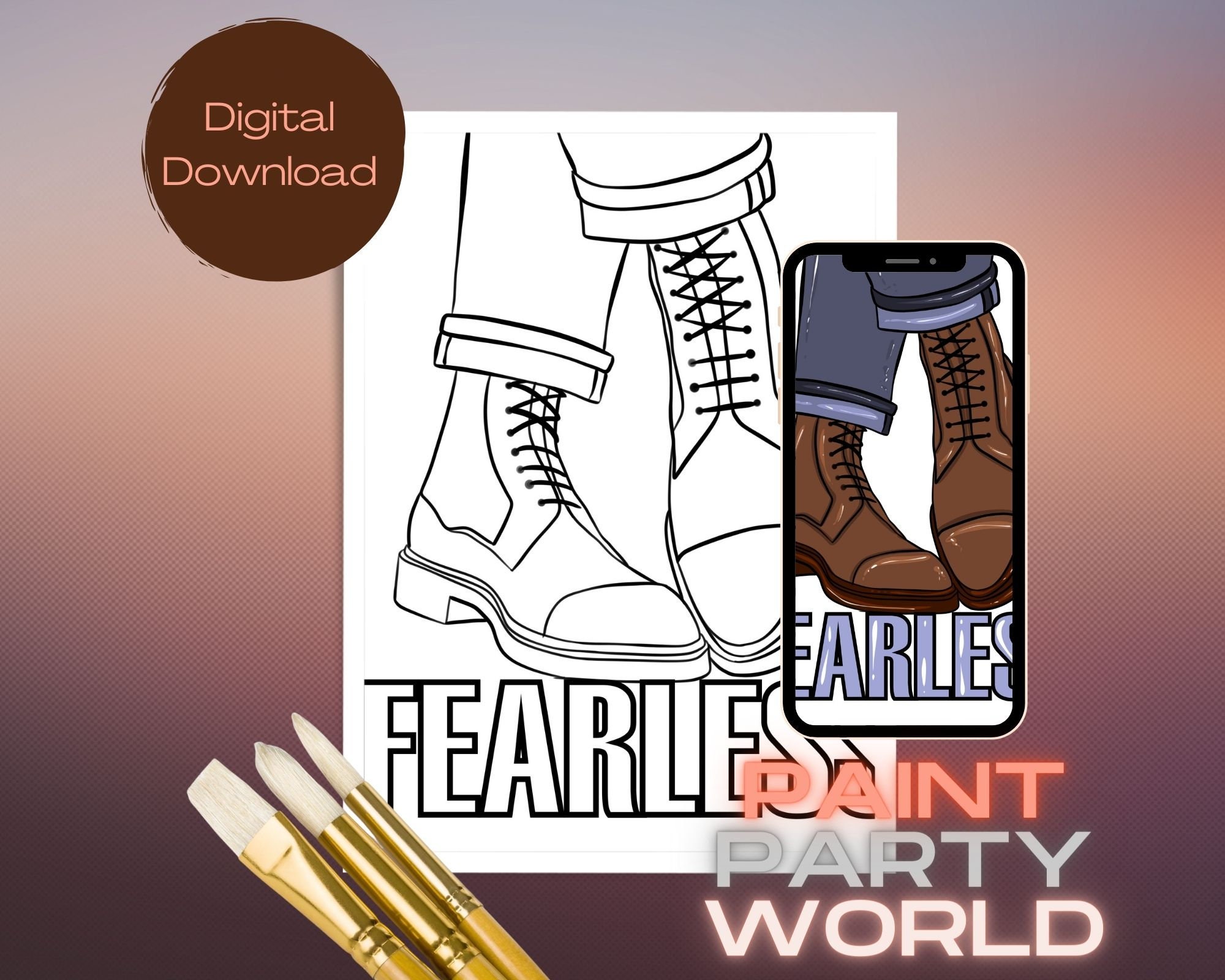 Canvas Printable/ Pre Drawn Outline Canvas/ DIY Canvas/ Party/ Paint ...