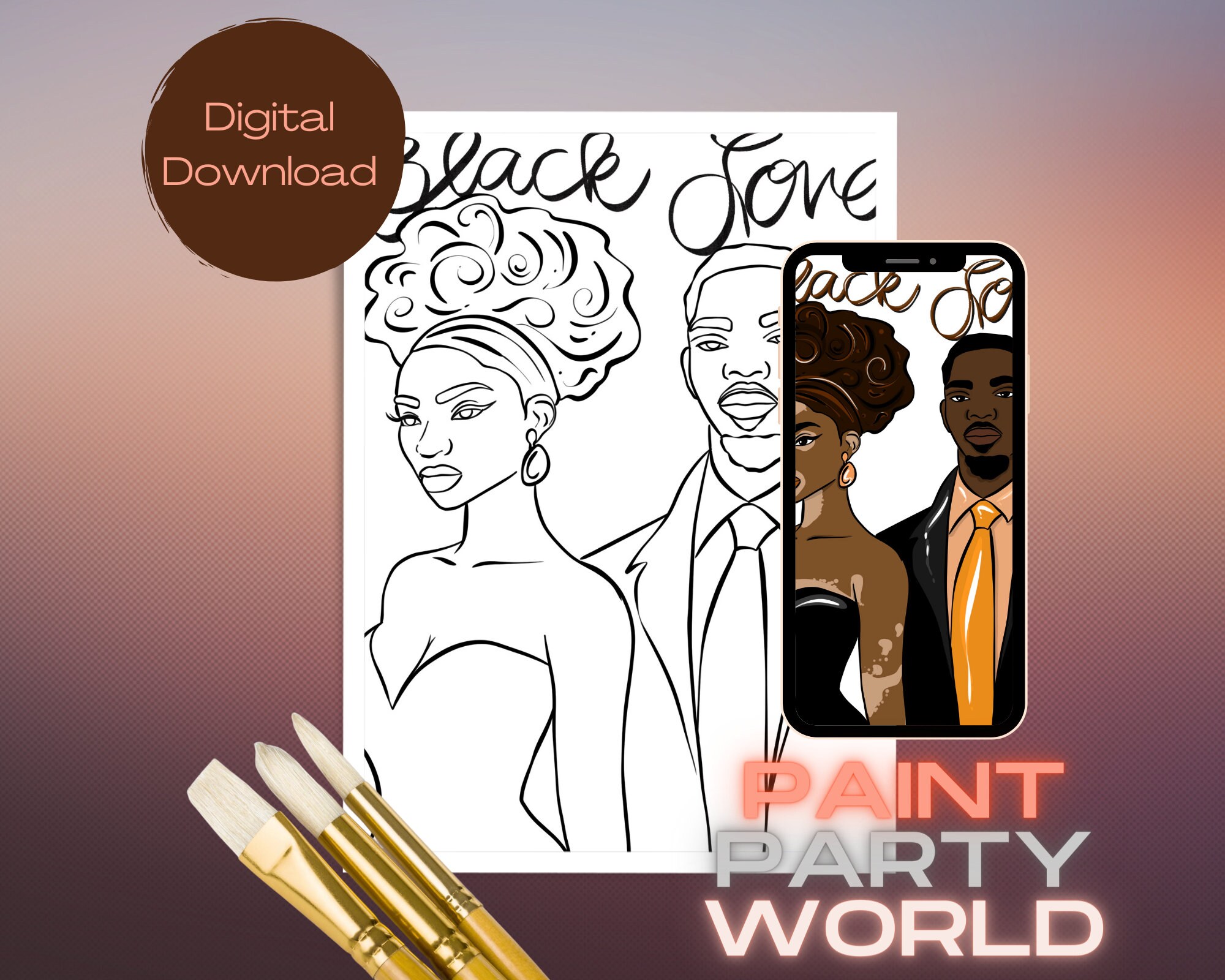 Canvas Printable/ Pre Drawn Outline Canvas/ DIY Canvas/ Party/ - Etsy