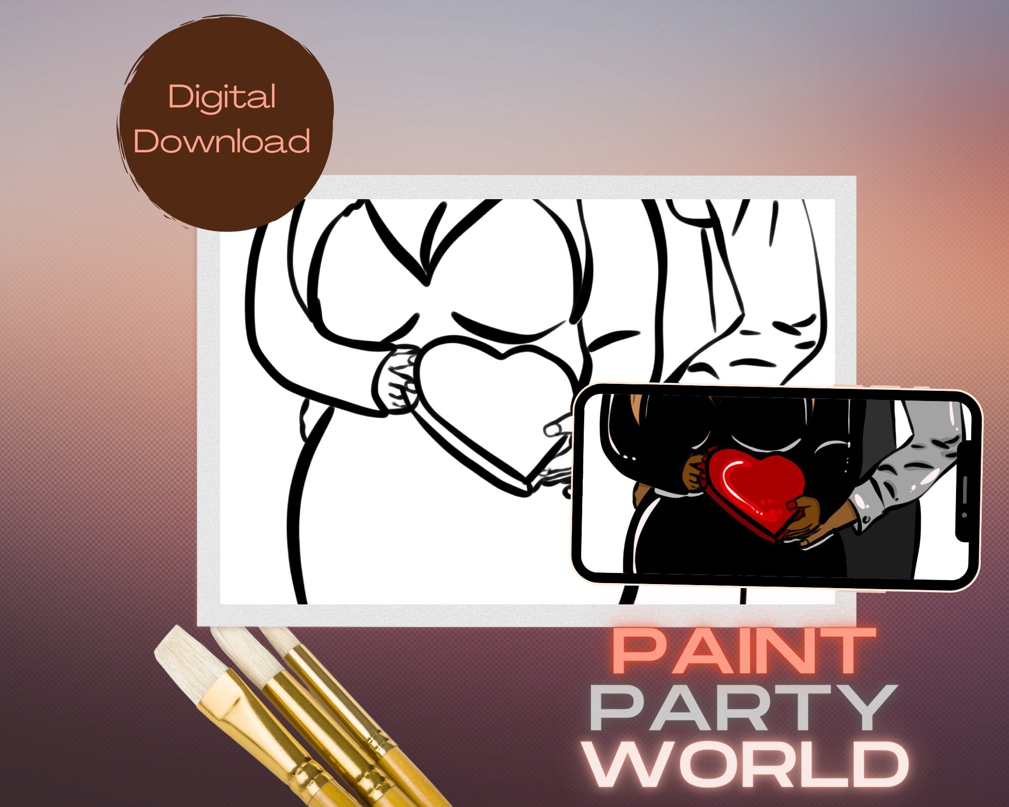 Canvas Printable/ Pre Drawn Outline Canvas/ DIY Canvas/ Party/ - Etsy