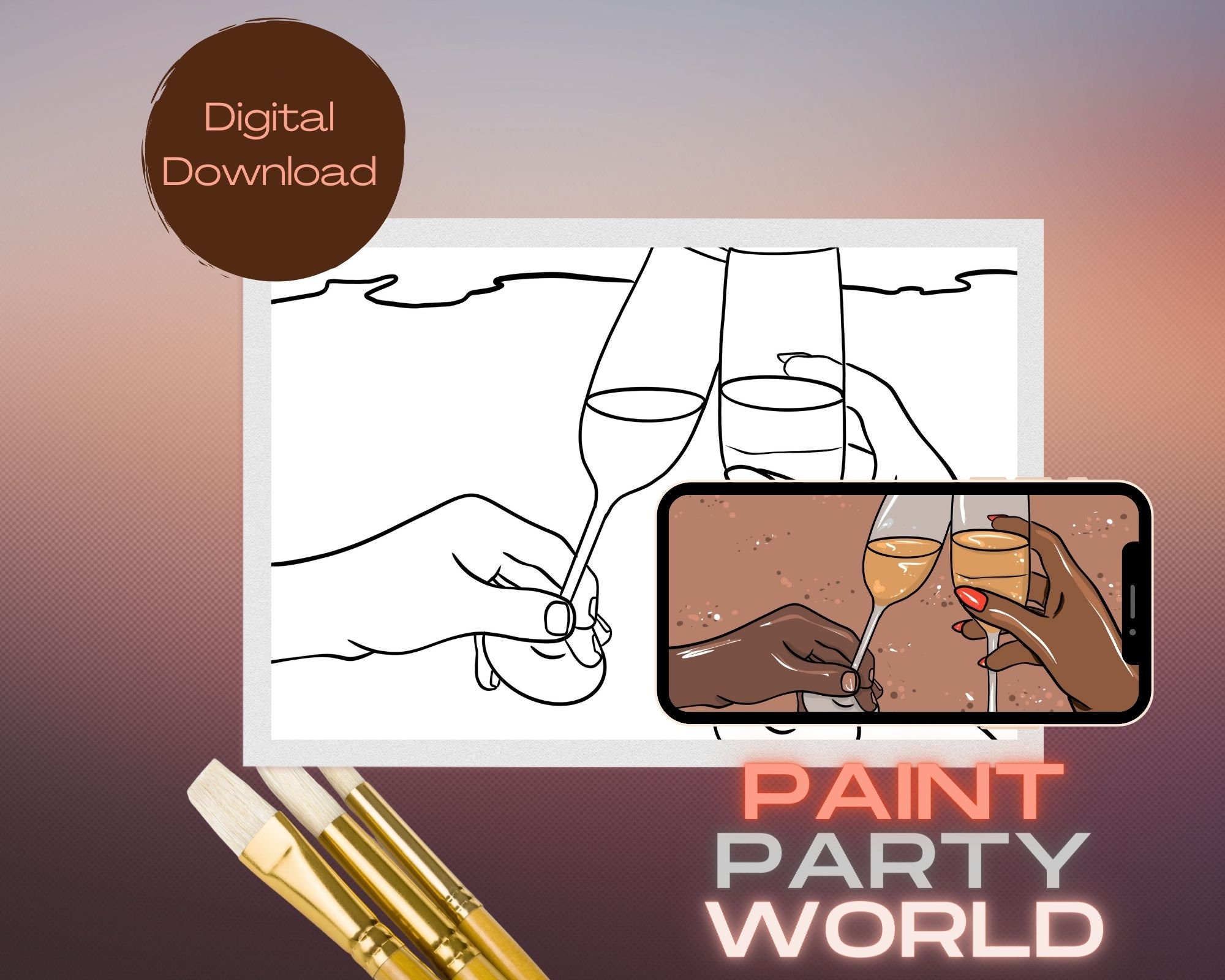 Canvas Printable Cheers/ Pre Drawn Outline Canvas/ DIY Canvas/ - Etsy