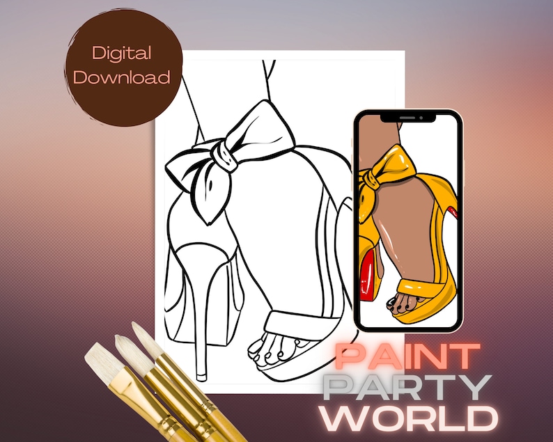 Canvas Printable/ Pre Drawn Outline Canvas/ DIY Canvas/ Party/ Paint ...