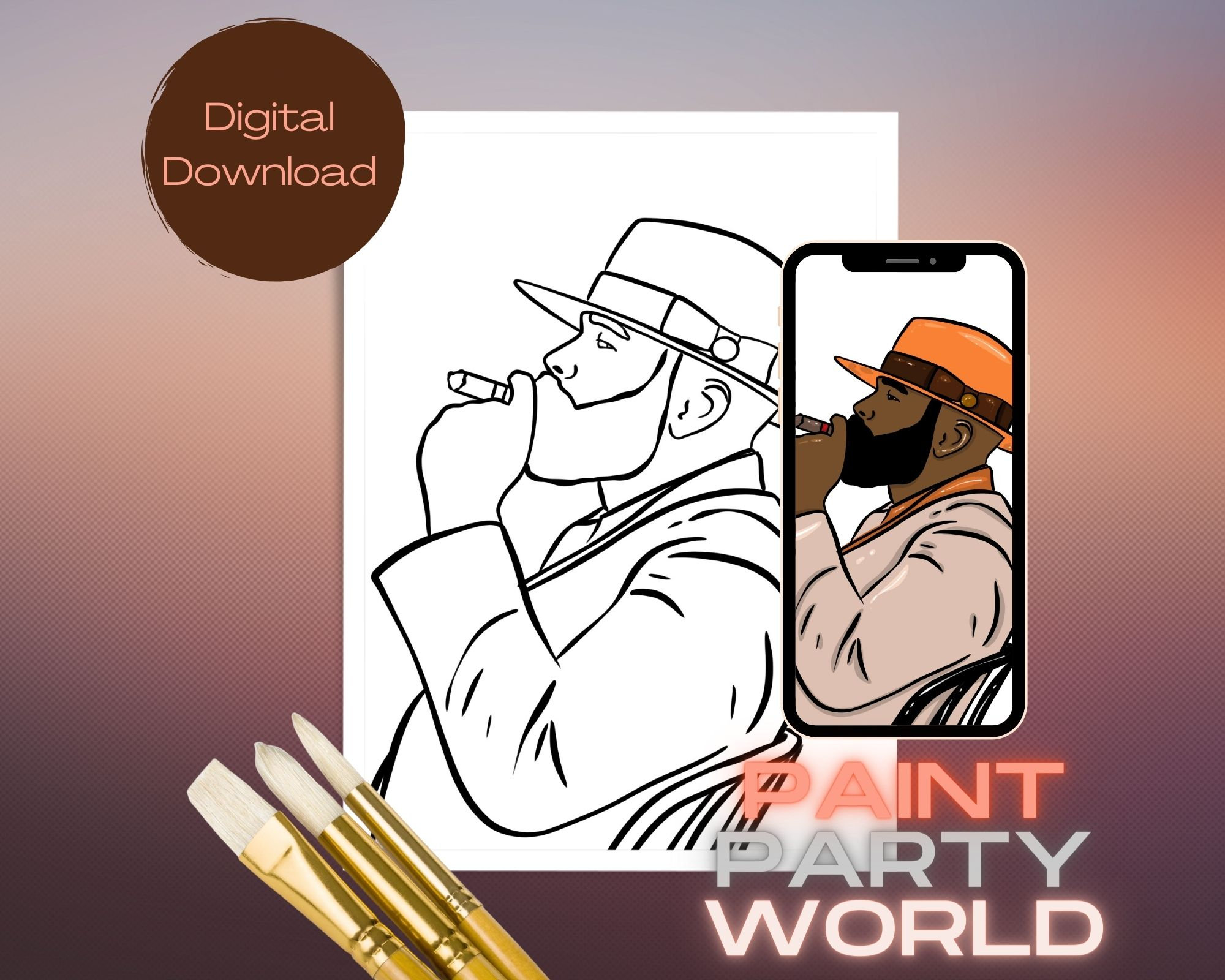 Canvas Printable/ Pre Drawn Outline Canvas/ DIY Canvas/ Party/ Paint ...