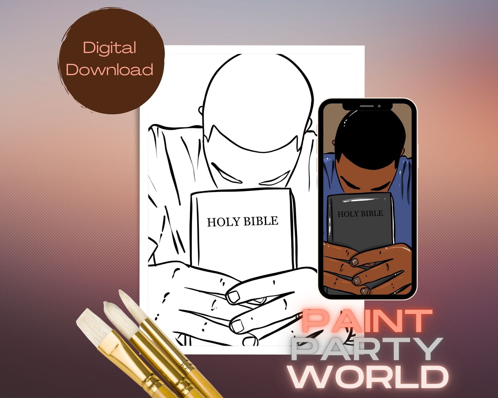 Canvas Printable/ Pre Drawn Outline Canvas/ DIY Canvas/ Party/ Paint ...