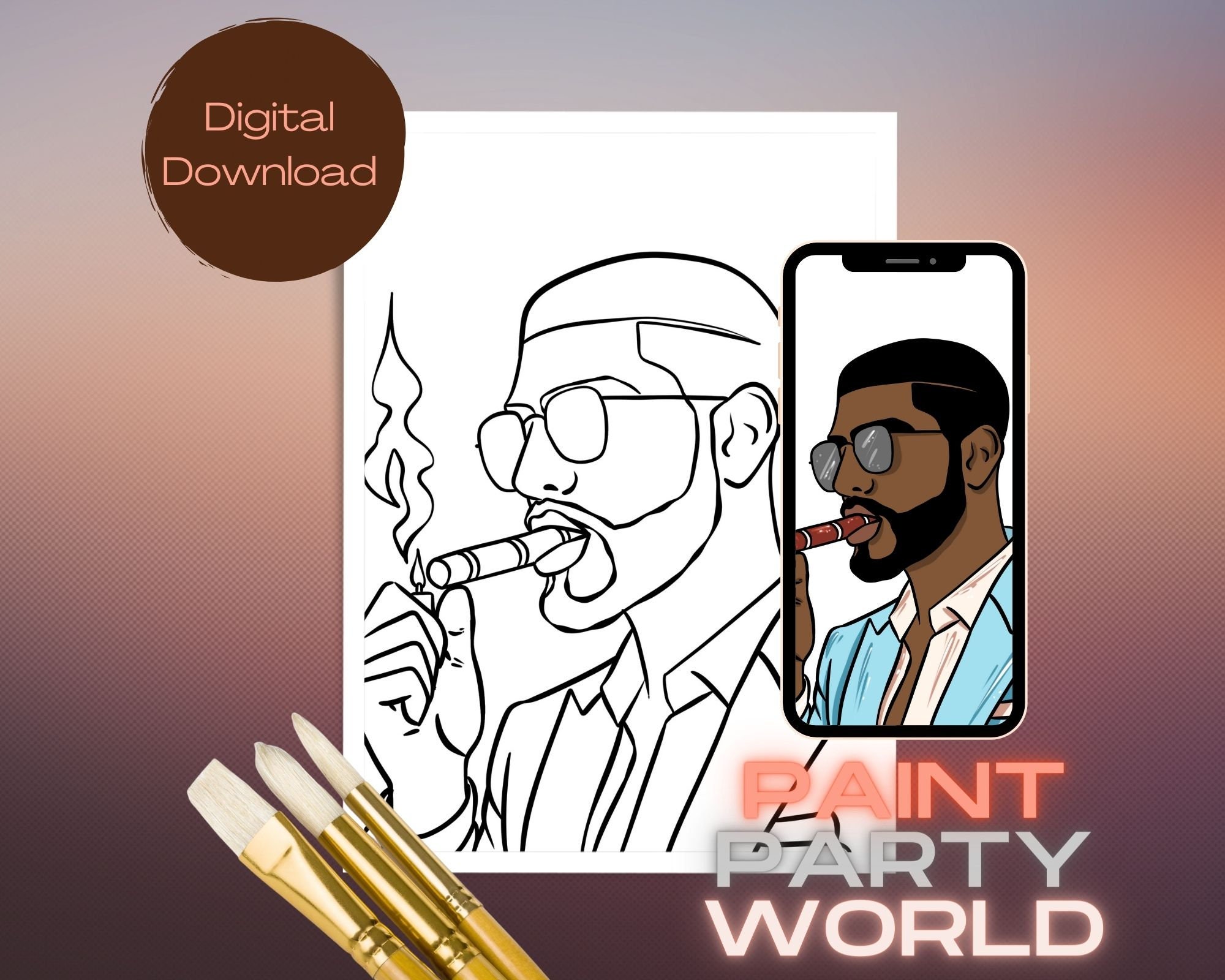 Canvas Printable/ Pre Drawn Outline Canvas/ DIY Canvas/ Party/ Paint ...