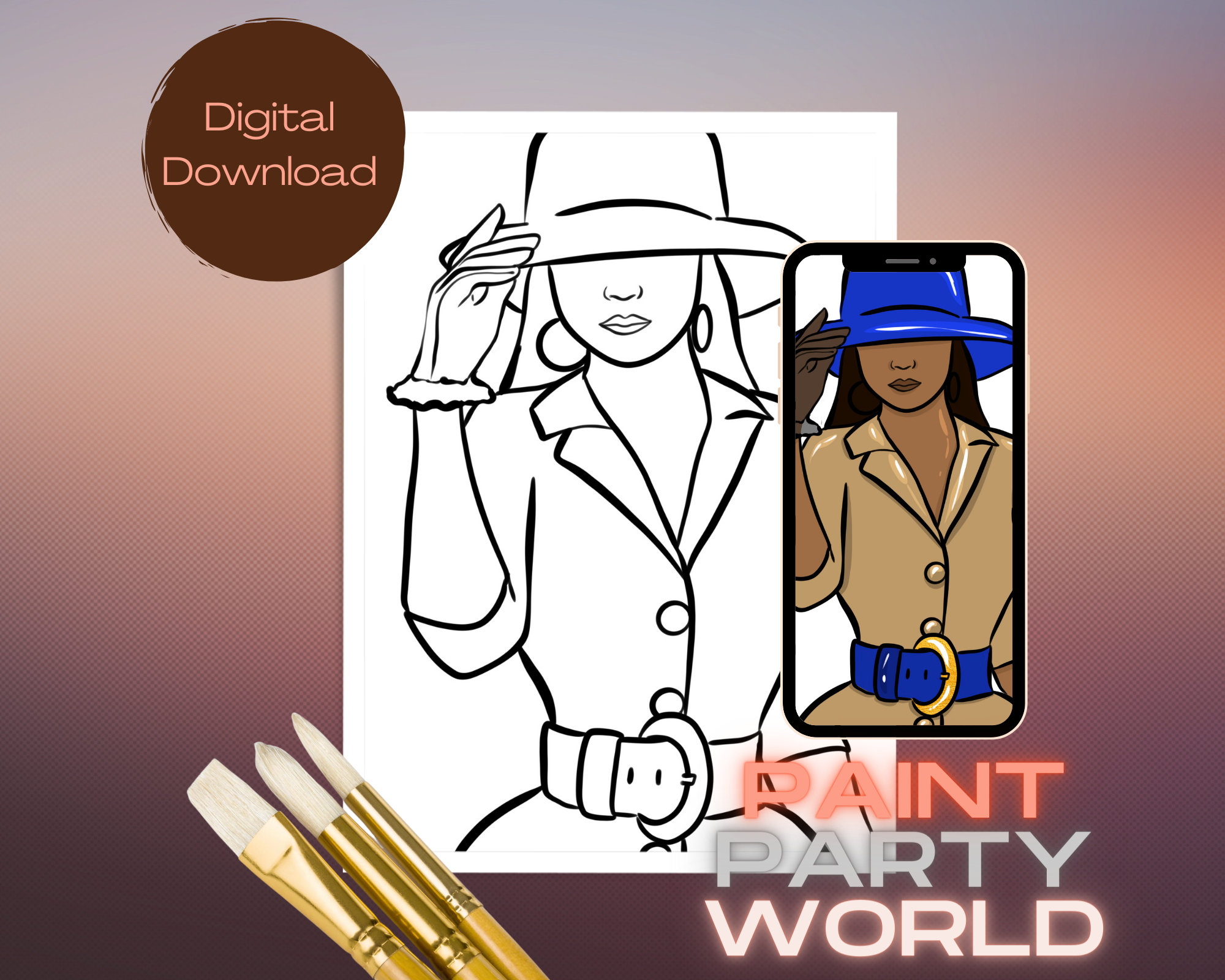 Canvas Printable/ Pre Drawn Outline Canvas/ DIY Canvas/ Party/ - Etsy