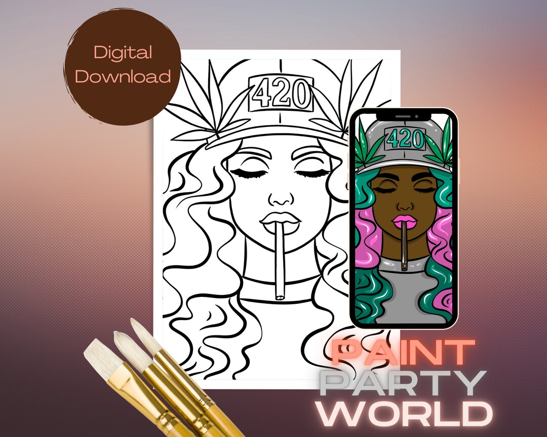 Canvas Printable/ Pre Drawn Outline Canvas/ DIY Canvas/ Party/ Paint ...