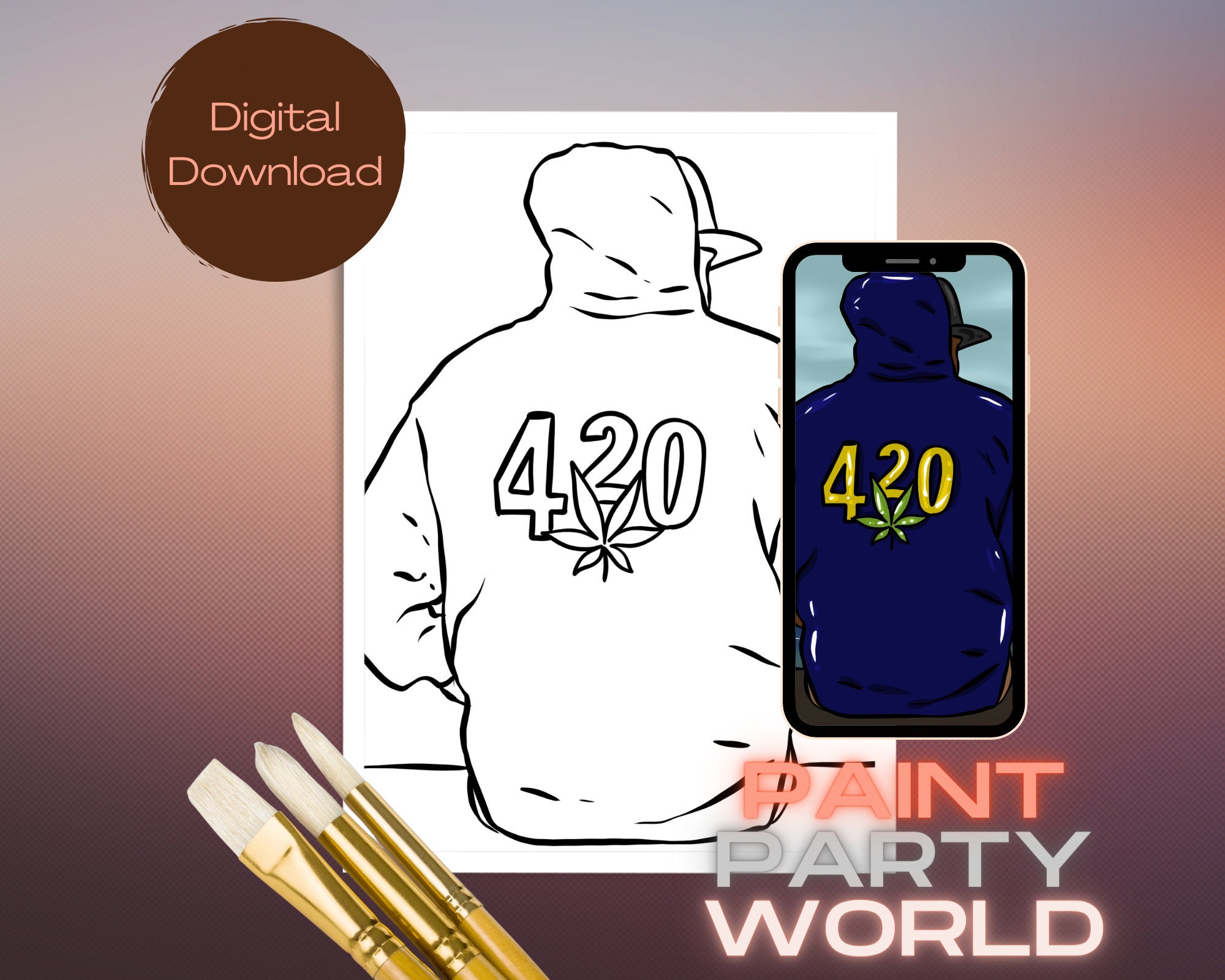 Canvas Printable 420/ Pre Drawn Outline Canvas/ DIY Canvas/ Party ...