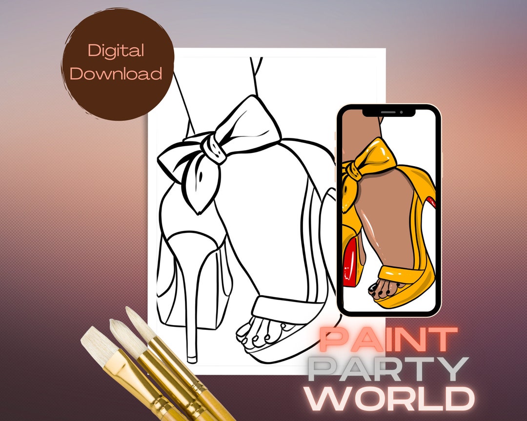 Canvas Printable/ Pre Drawn Outline Canvas/ DIY Canvas/ Party/ Paint ...