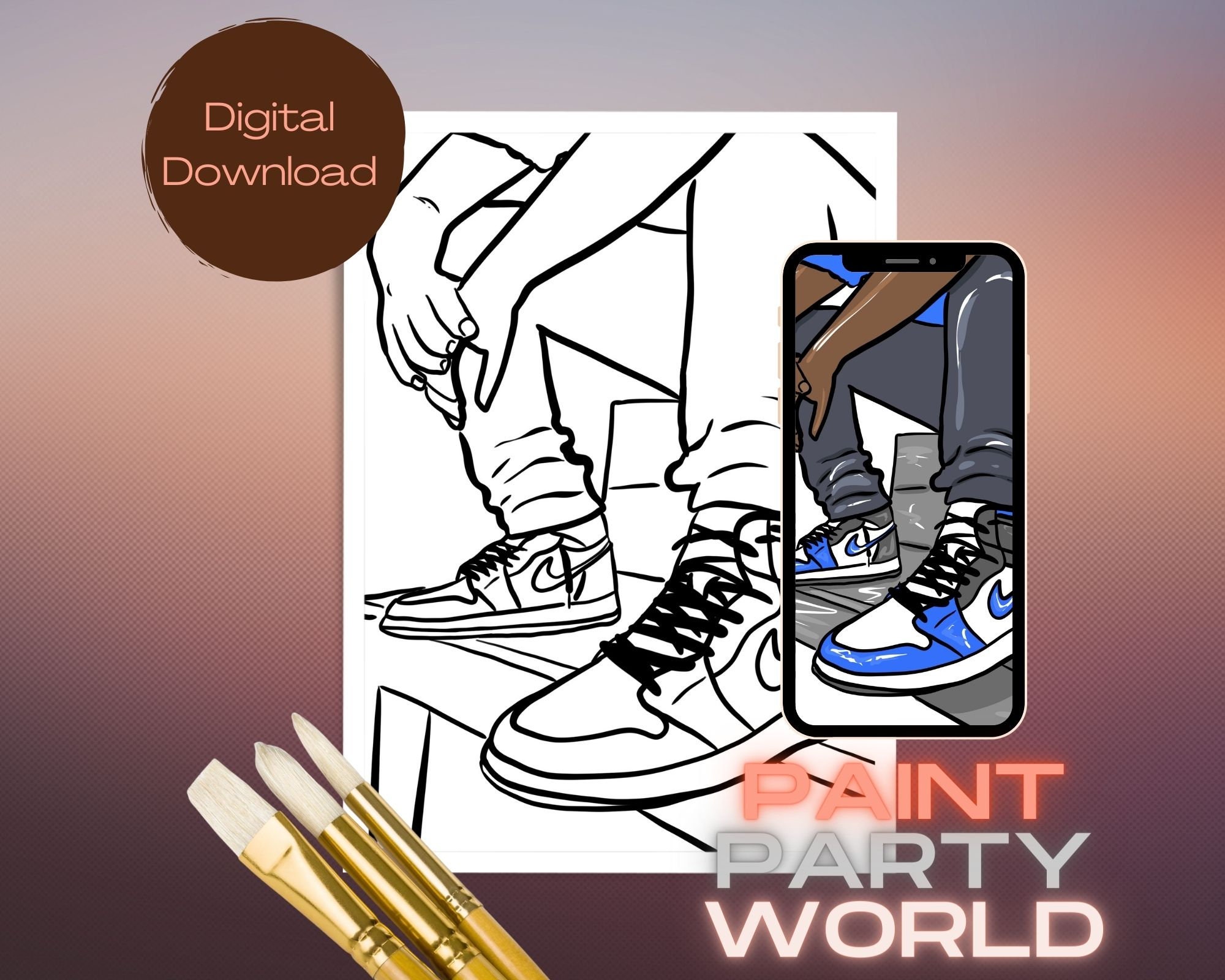 Canvas Printable Blue 1s/ Pre Drawn Outline Canvas/ DIY - Etsy