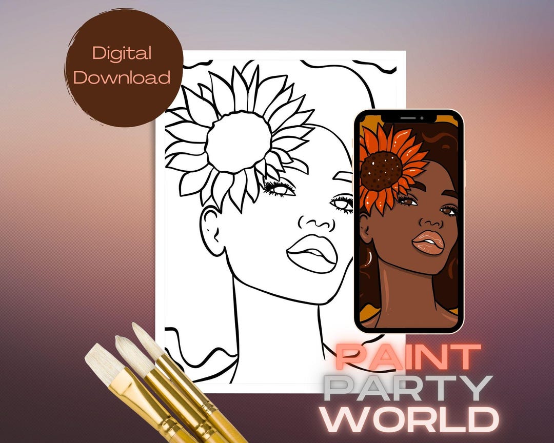 Canvas Printable/ Pre Drawn Outline Canvas/ DIY Canvas/ Party/ Paint ...