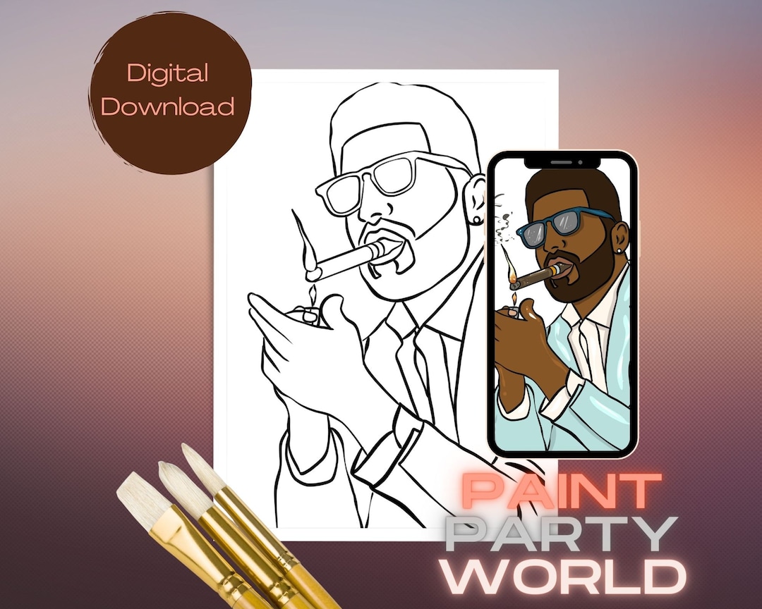 Canvas Printable/ Pre Drawn Outline Canvas/ DIY Canvas/ Party/ Paint ...