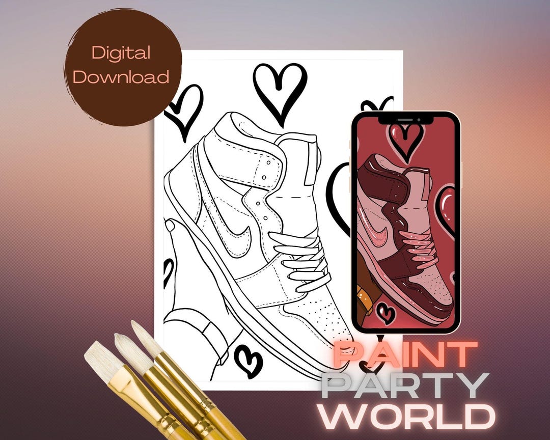 Valentine’s Canvas Printable/ Pre Drawn Outline Canvas/ DIY Canvas ...