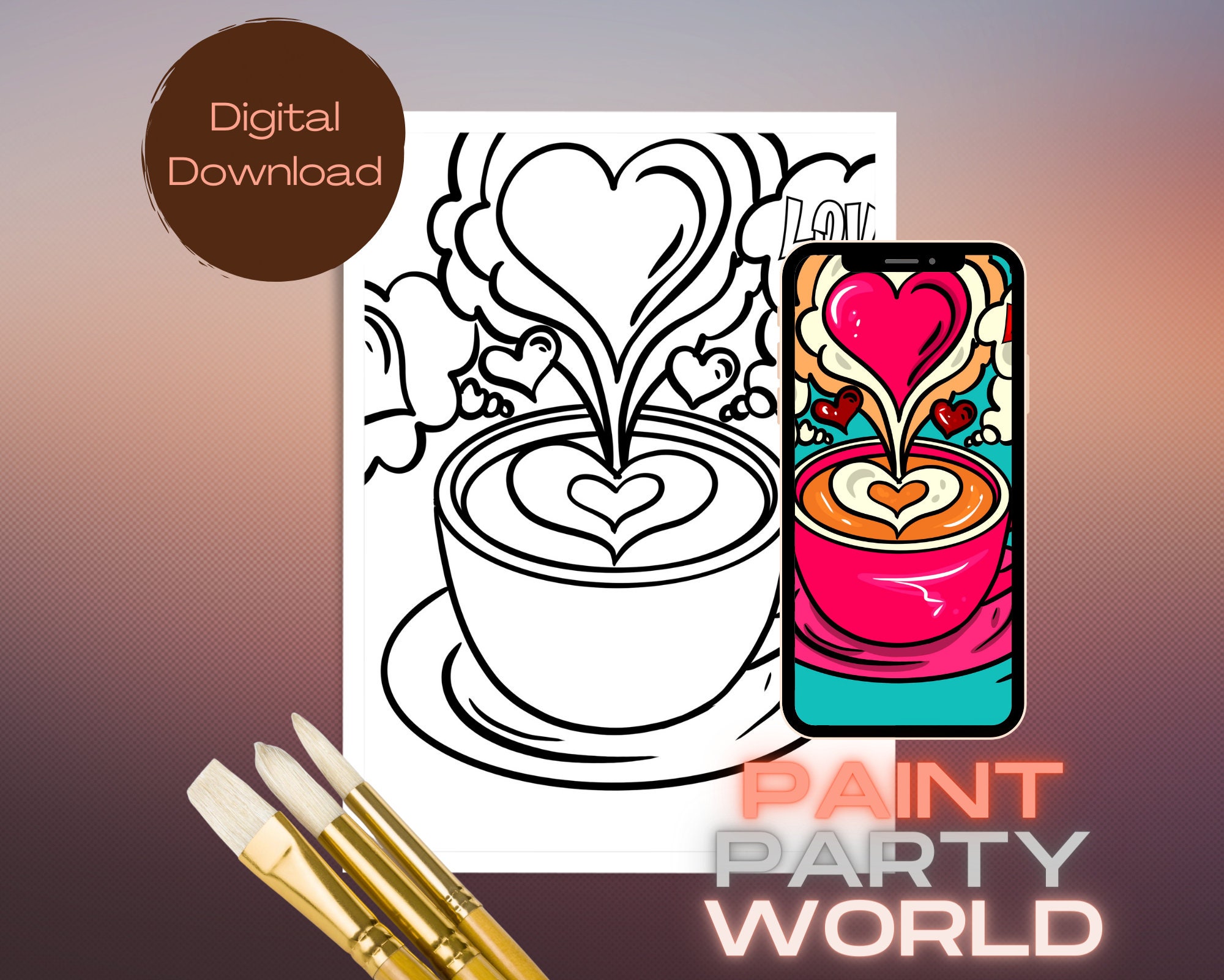 Canvas Printable/ Pre Drawn Outline Canvas/ DIY Canvas/ Party/ Paint ...