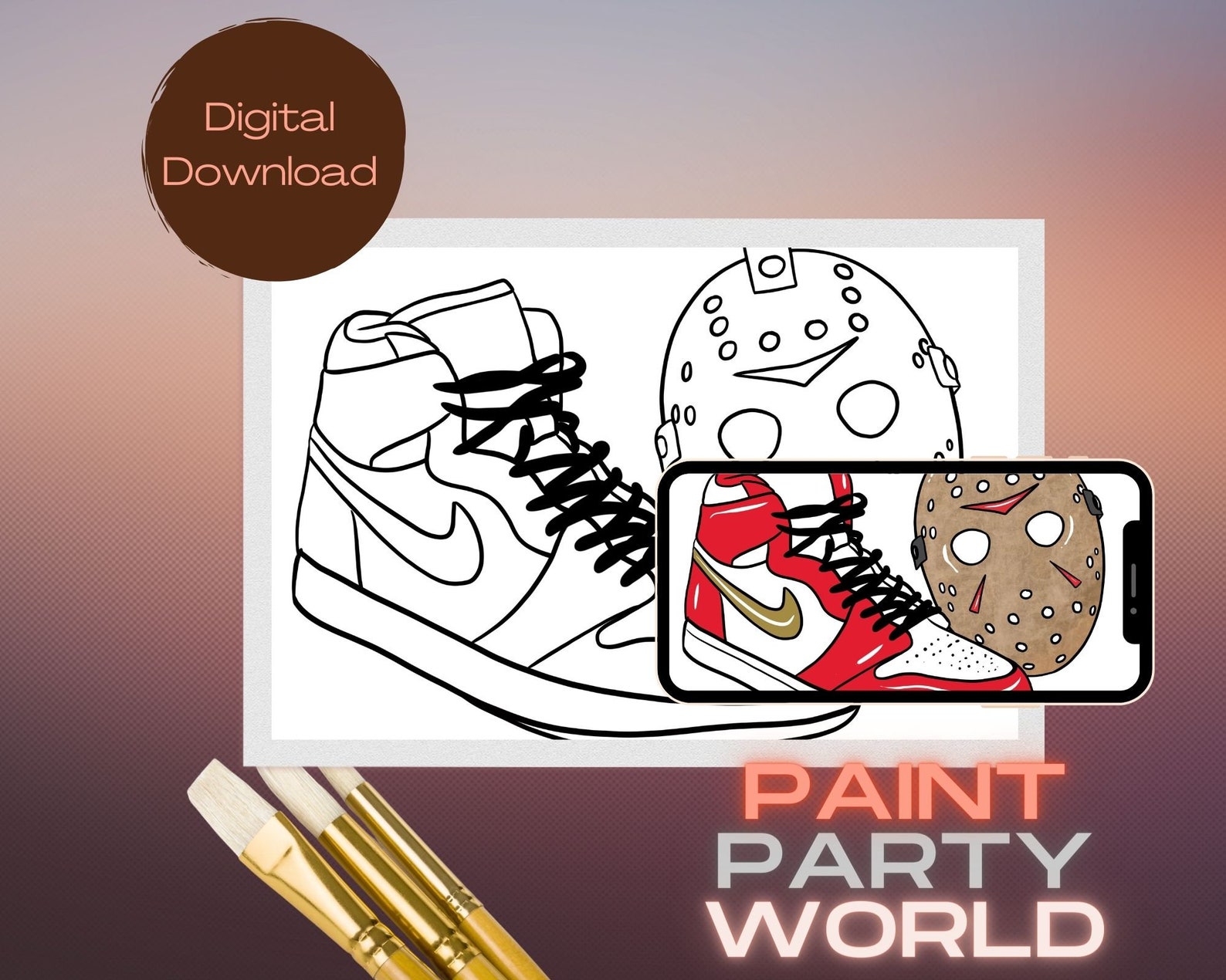 Canvas Printable/ Pre Drawn Outline Canvas/ DIY Canvas/ Party/ Paint ...