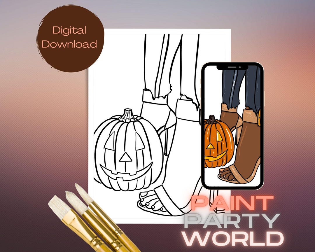 Fall Canvas Printable/ Pre Drawn Outline Canvas/ DIY Canvas/ Party ...