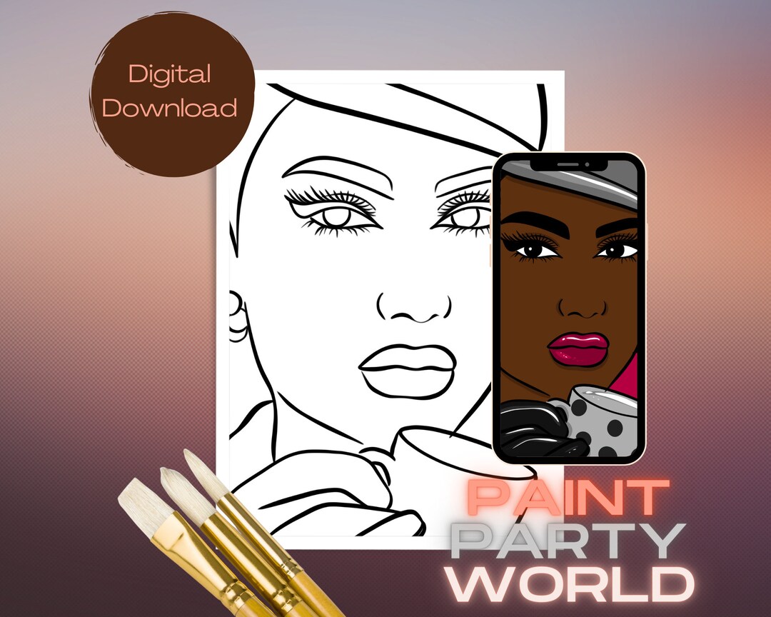 Canvas Printable/ Pre Drawn Outline Canvas/ DIY Canvas/ Party/ Paint ...