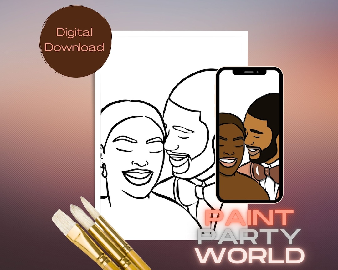 Canvas Printable/ Pre Drawn Outline Canvas/ DIY Canvas/ Party/ Paint ...