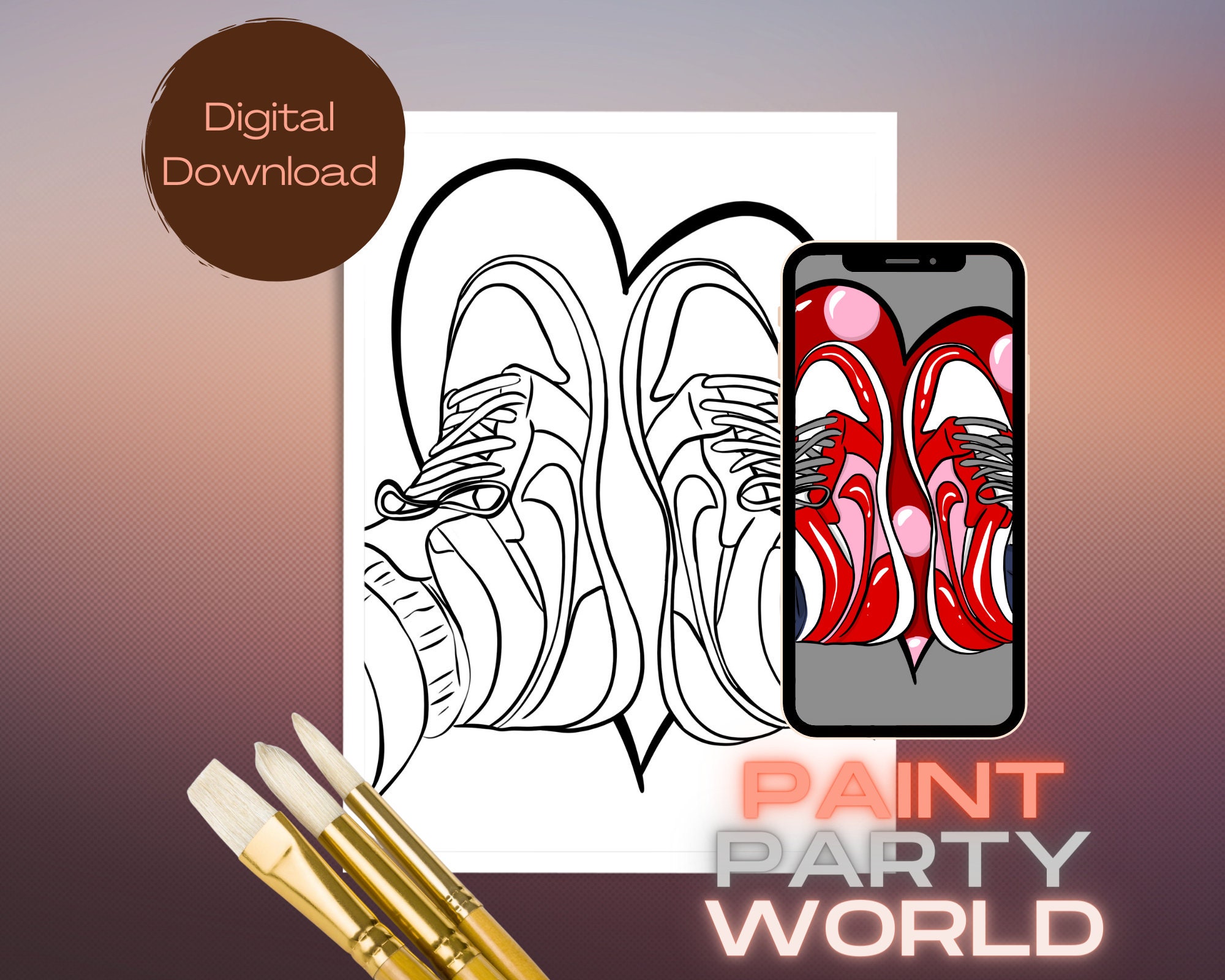 Canvas Printable/ Pre Drawn Outline Canvas/ DIY Canvas/ Party/ Paint ...