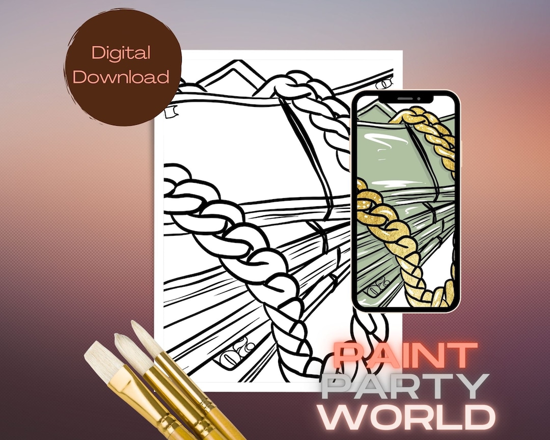 Canvas Printable Stacks and Chain / Pre Drawn Outline Canvas/ DIY ...