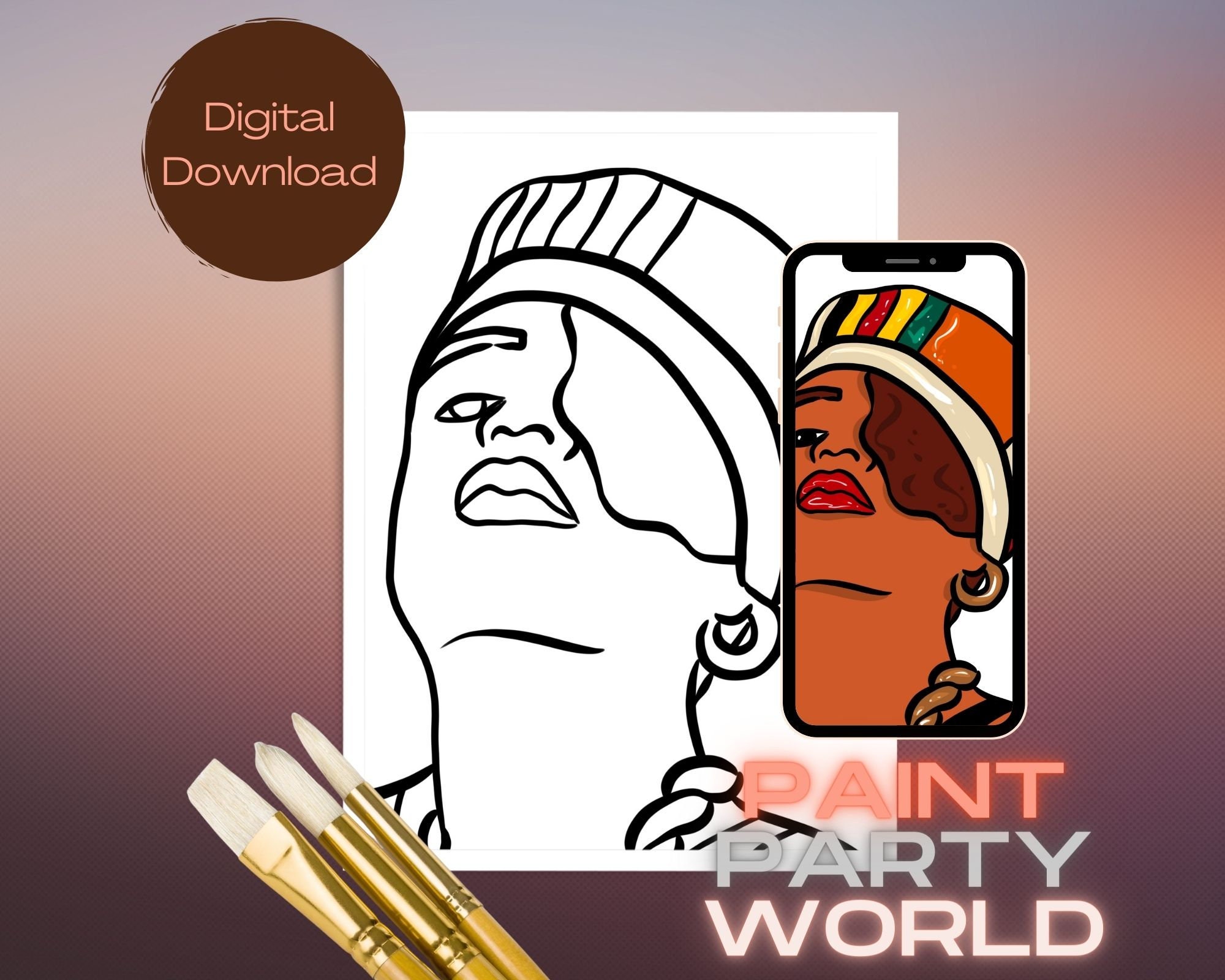 Canvas Printable/ Pre Drawn Outline Canvas/ DIY Canvas/ Party/ - Etsy